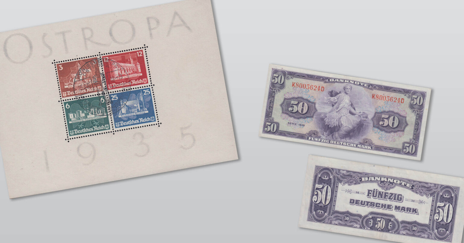 Gestempelter Ostropa-Block & der erste 50 DM-Schein - 3/2023 zWdB