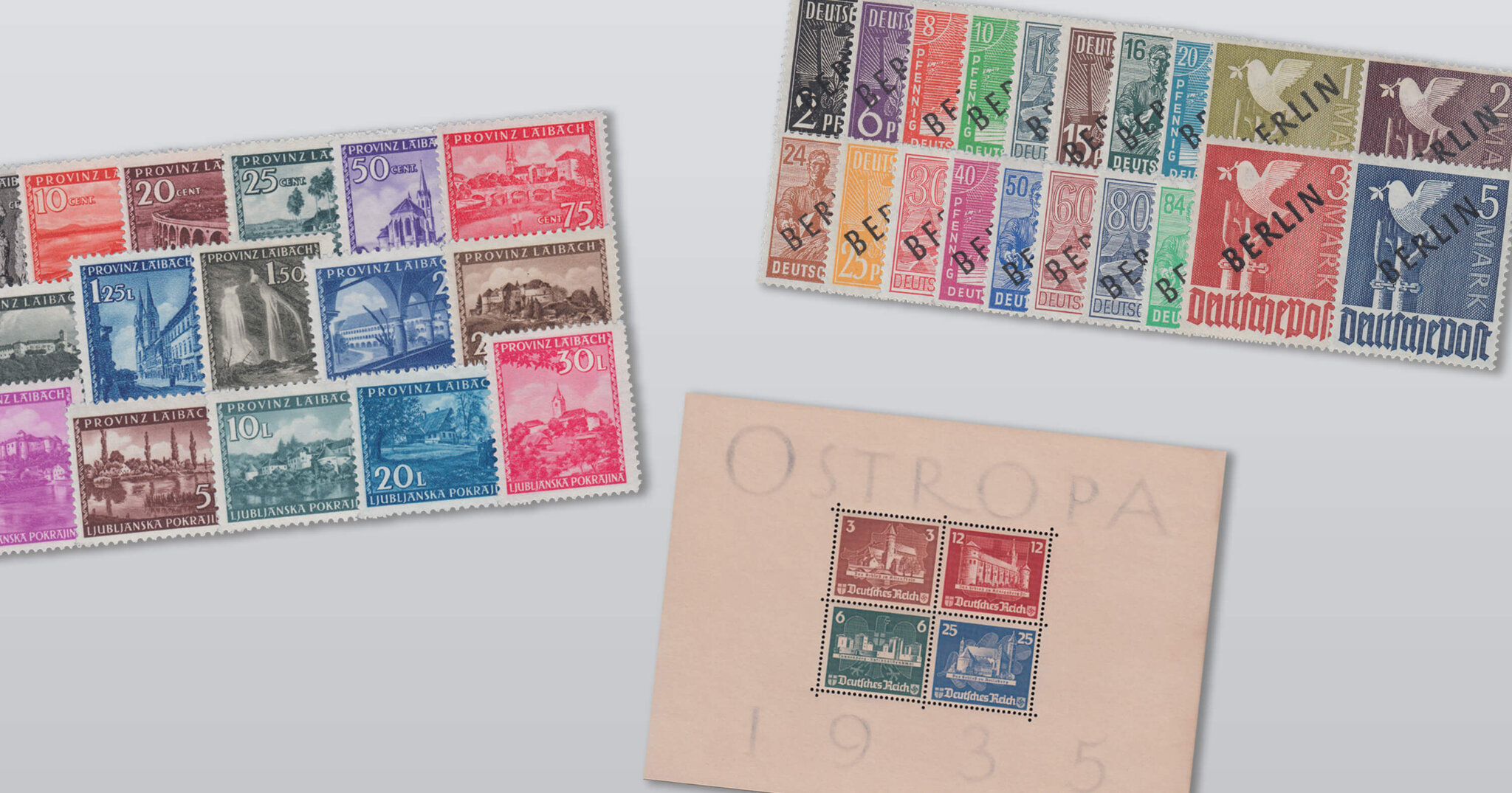 Ostropa-Block 1935, Landschaften-Serie Laibach und Schwarzaufdruck von ...